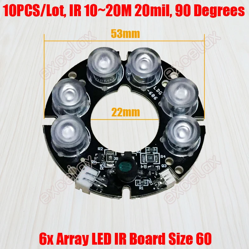 Buy 10pcs Lot 6x Led Array Ir 10m ~ 20m 20mil Dc 12v