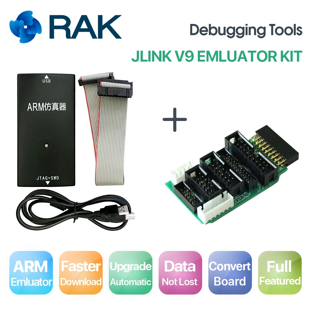 JLINK V9 Emulator Kit Simulator with Convert board USB cable Black ...