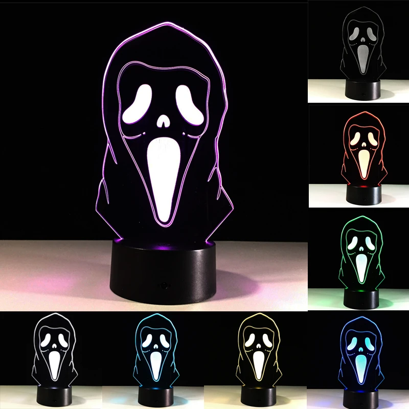 LED Ghost 3D NightLights Night Lamp 7 Colors Changing Visual Lights ...
