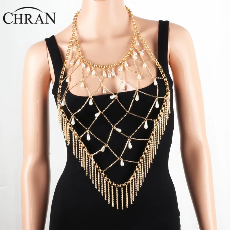 Chran Stunning Crystal Bra Rhinestone Chain Halter Bra Lingerier