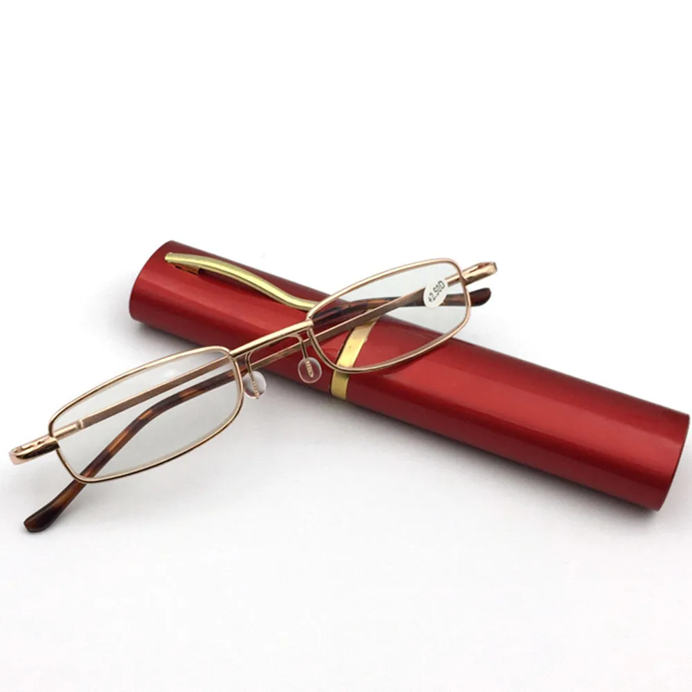 Lightweight Mini Folding Reading Glasses Women Men 10 To 40 Alloy Portable Container