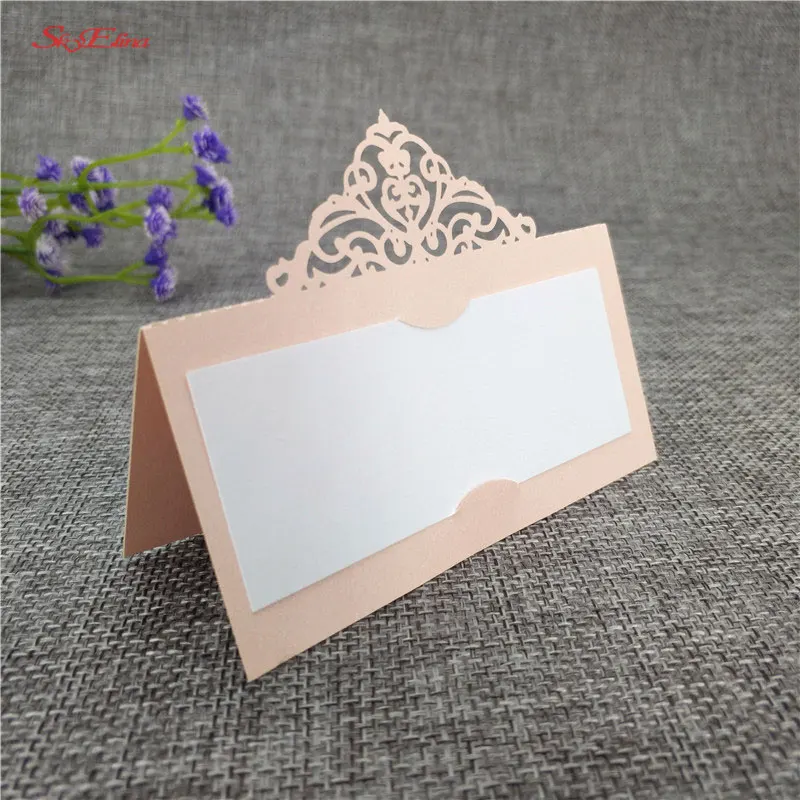 pink 100pcs Laser Cut Paper Vine Seat Card Name Card Wedding Birthday ...