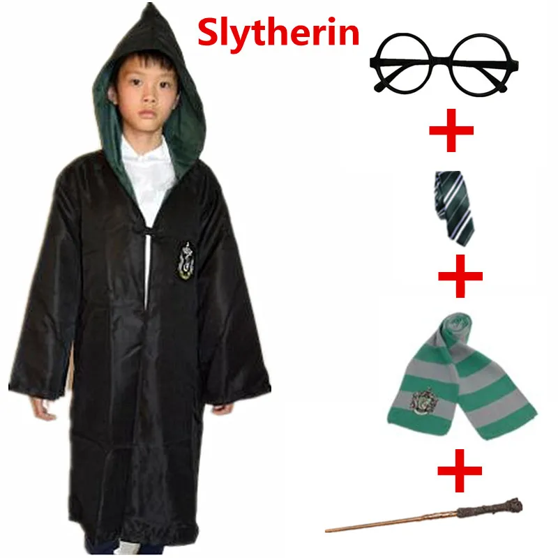 child Harris Potter Costume Clothes Robe Cloak with Tie Scarf Wand ...