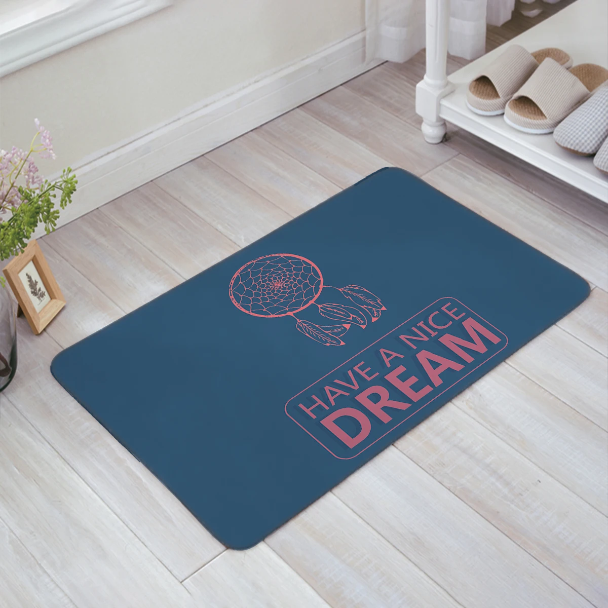 Pink Dreamcather Have A Nice Dream Simple Deep Blue Back Groud Custom Doormat Door Mat Machine