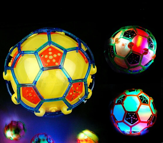 10CM LED Light Jumping Ball Kids Crazy Music Football/ bouncing ball ...