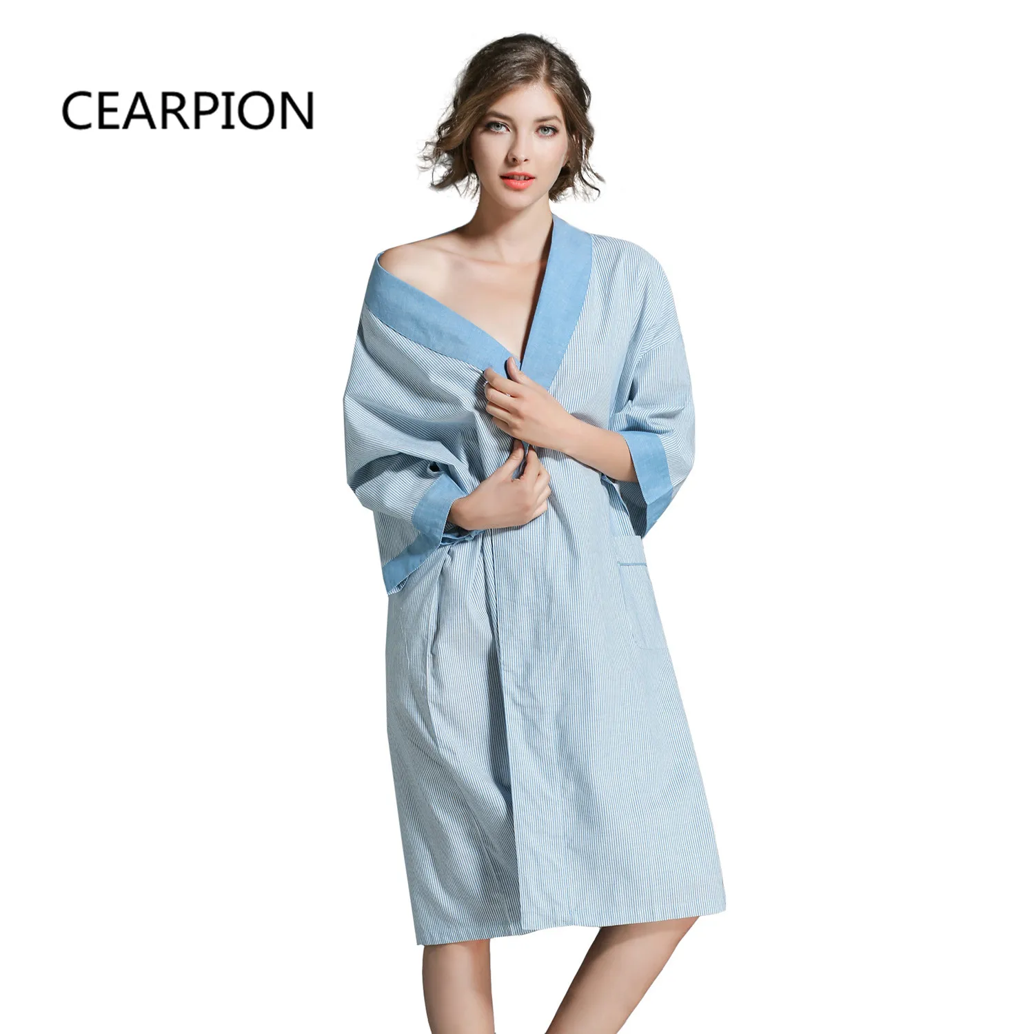 Cearpion Summer Sexy Robe Women Kimono Bathrobe Gown Casual Soft