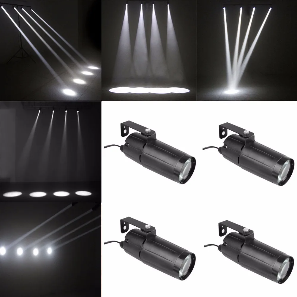 4pcs/lot Mini LED Stage Lighting White Narrow Beam Spotlight DJ Disco ...