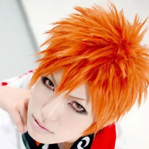 Anime Bleach Kurosaki Ichigo Cosplay Wig Orange Short Synthetic Hair ...
