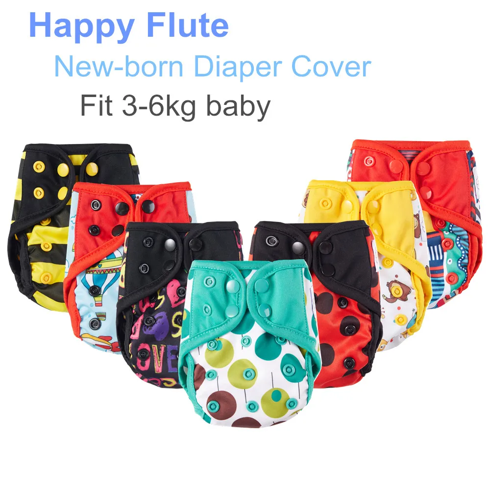 5Pcs/LOT Happy Flute Newborn Diaper Cover NB Cloth Nappy Tiny Diapers ...