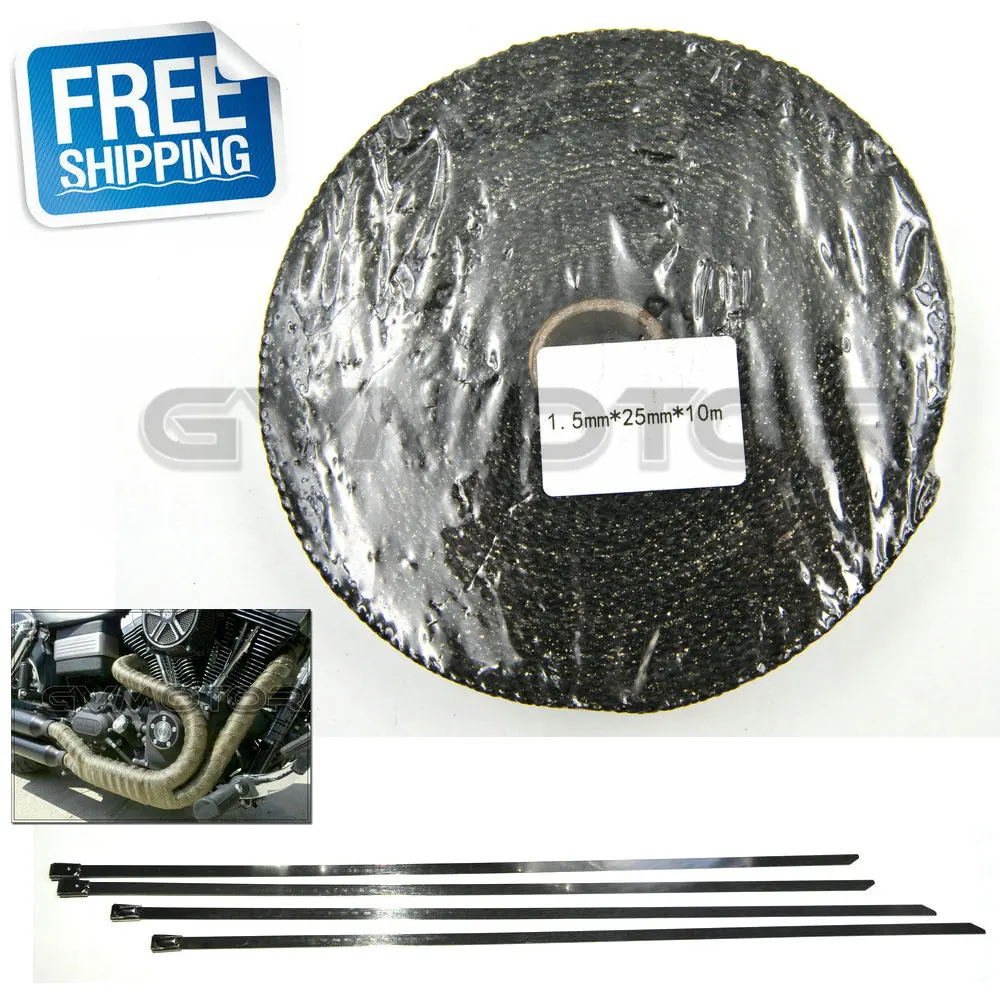 Black CAR MOTORCYCLE Incombustible Turbo MANIFOLD HEAT EXHAUST THERMAL ...