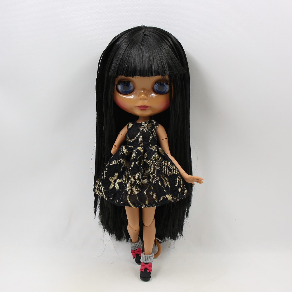 Neo Blythe Muñeca con cabello negro, piel oscura, cara linda y ...