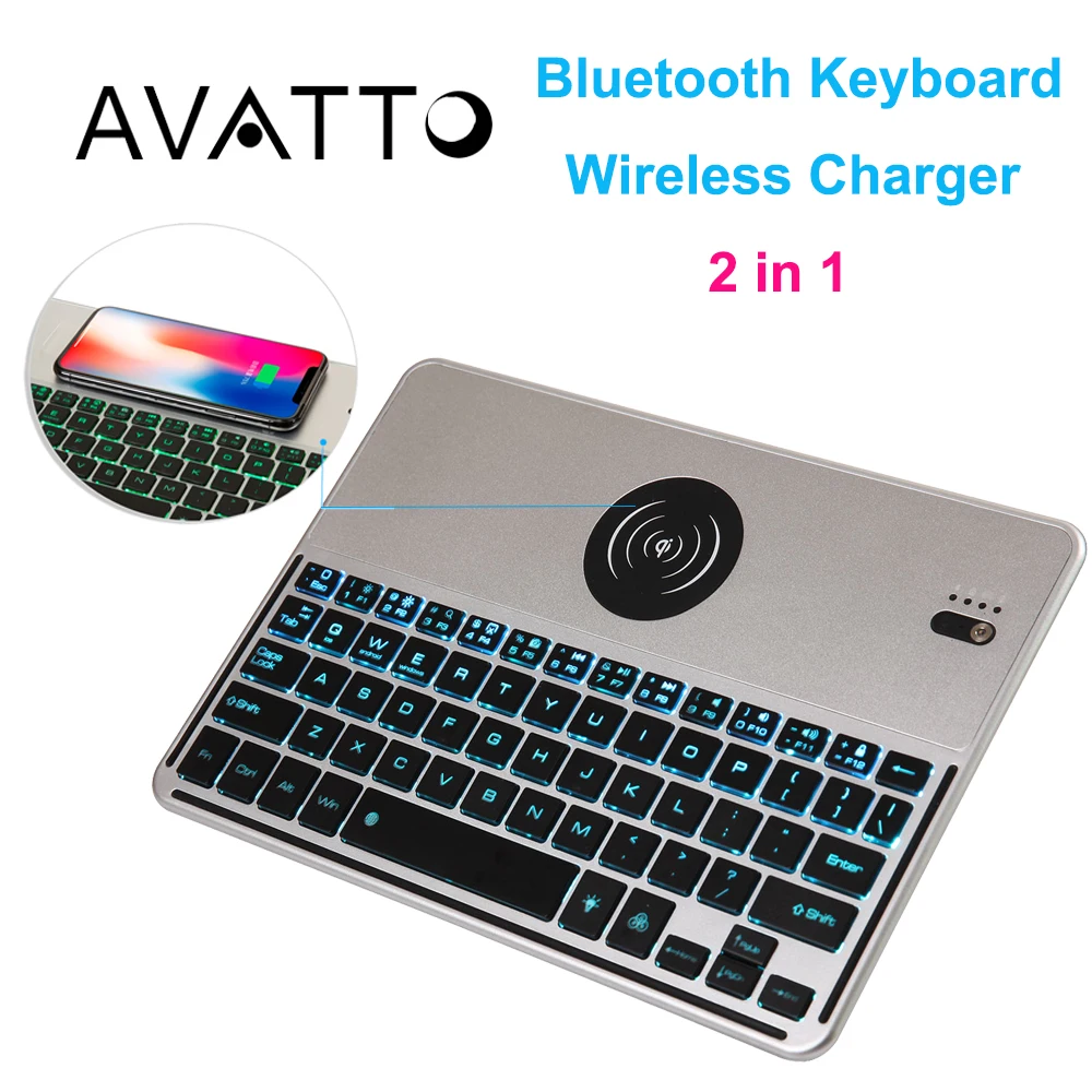 [AVATTO] 7 Color Backlit Bluetooth Wireless Mini Keyboard with Fast ...
