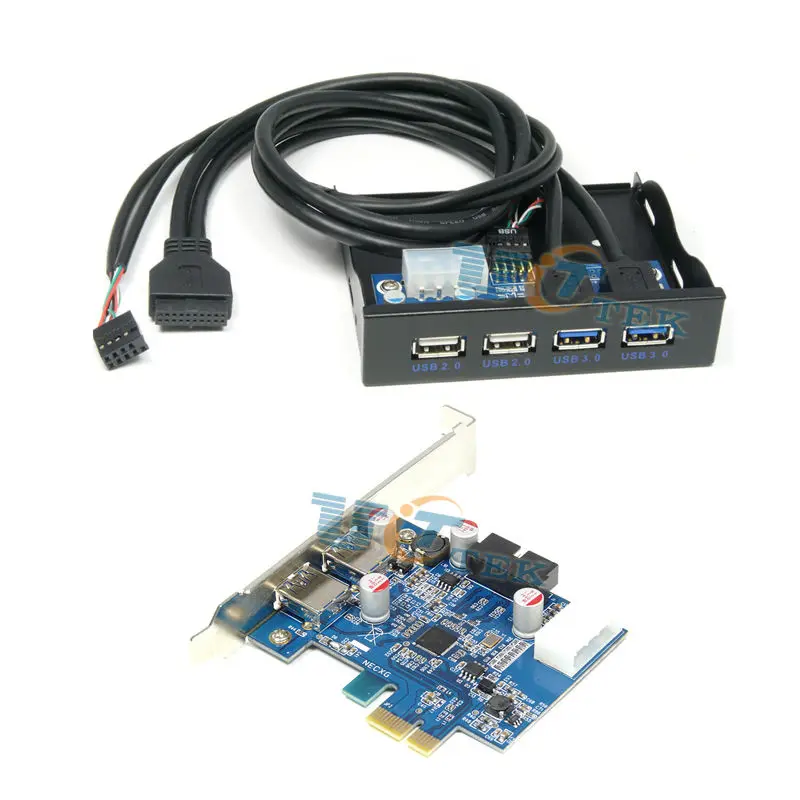 PCI e Express USB3.0 Controller Control Adapter Card w/20Pin + 3.5" 4 ...