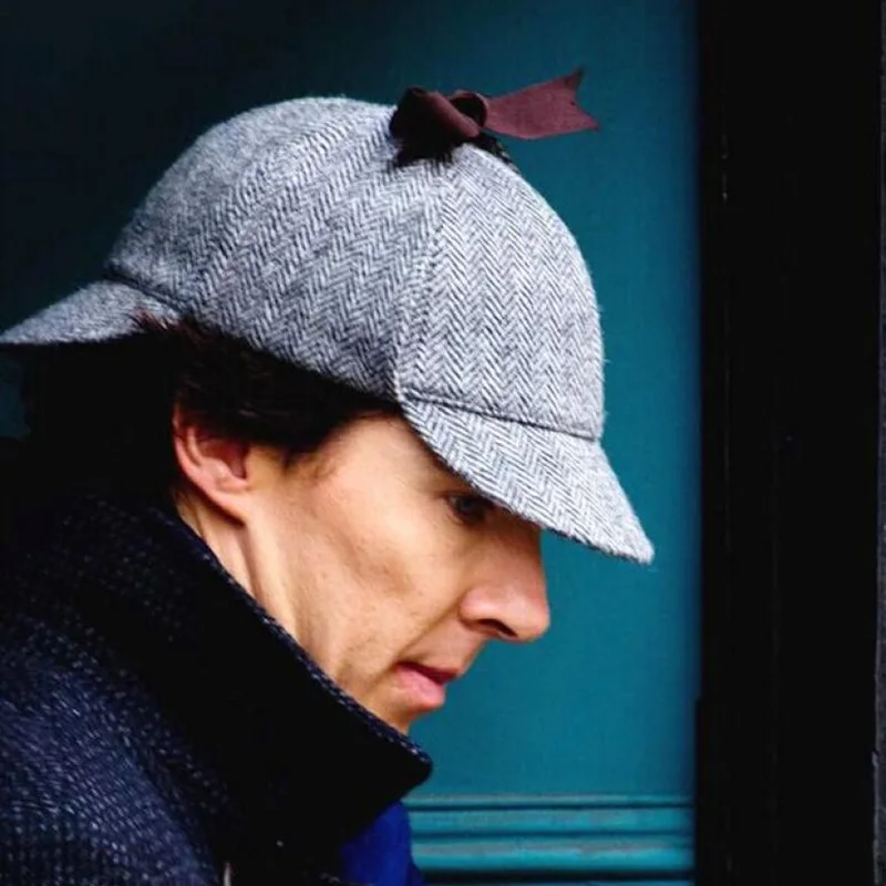 Mnkncl Marca Chapéu Sherlock Holmes Deerstalker Cap Tweed Cap Detetive ...