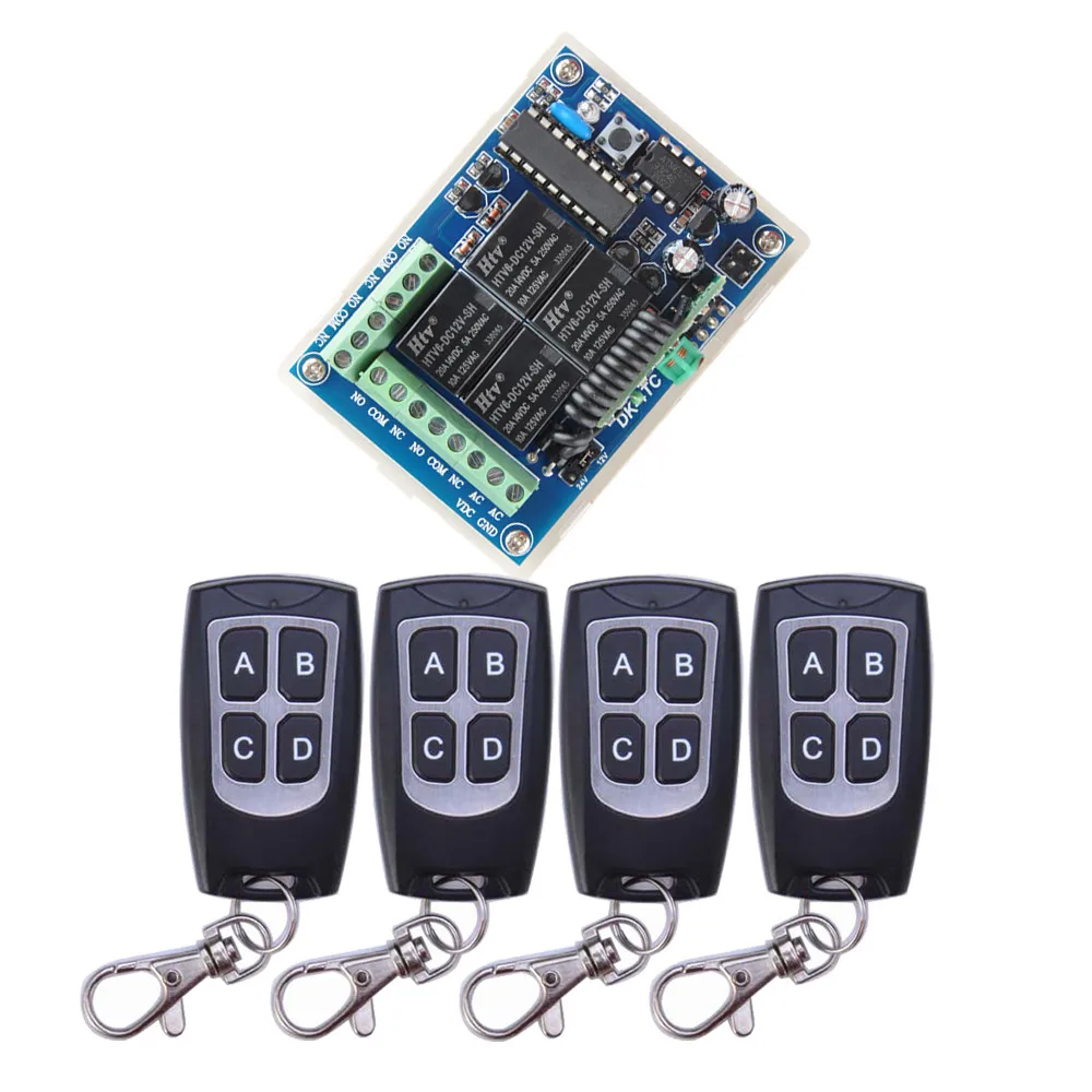 24V 4 Channel DC 12V 4CH RF Wireless Remote Control Switch System With ...