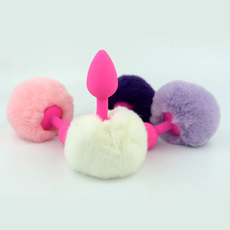 8 3 5cm Sexy Fluffy Rabbit Tail Anal Plug Silicone Anal Stopper Booty