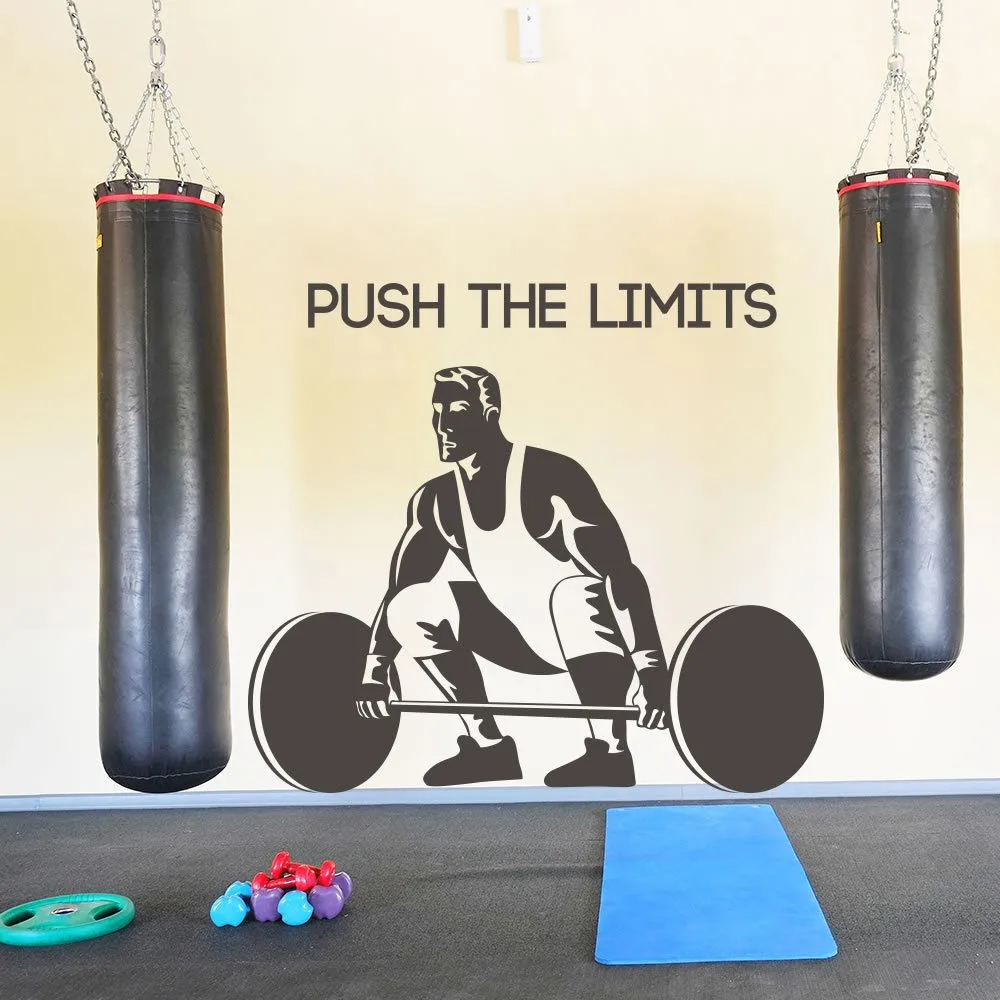 Man Push The Limits Weightlifter Bodybuilding Black Wall Stickers ...