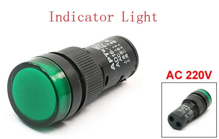 AC 220V Electronic Machine Pilot Signal Lamp Green Indicator Light ...