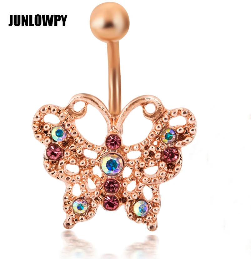 JUNLOWPY Percing Nombril Stainless Steel Gold Butterfly 1 pcs 14G ... JUNLOWPY Percing Nombril Stainless Steel Gold Butterfly 1 pcs 14G ...
