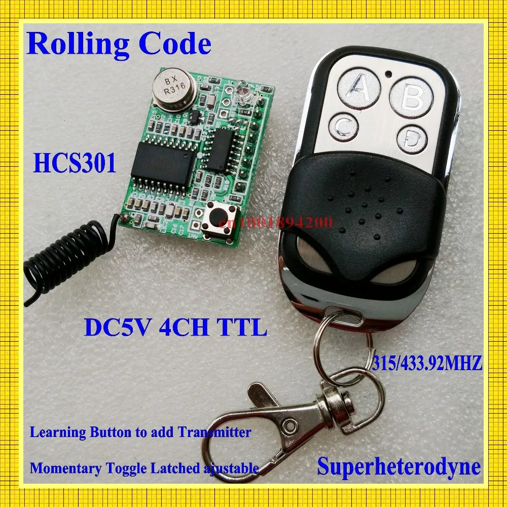 Rolling Code Remote Control Receiver Module +Transmiter System DC3 5V ...