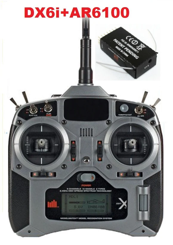 FSFLY DX6i LCD Screen 6 Channel RC Transmitter with 6CH AR6100 Receiver ...