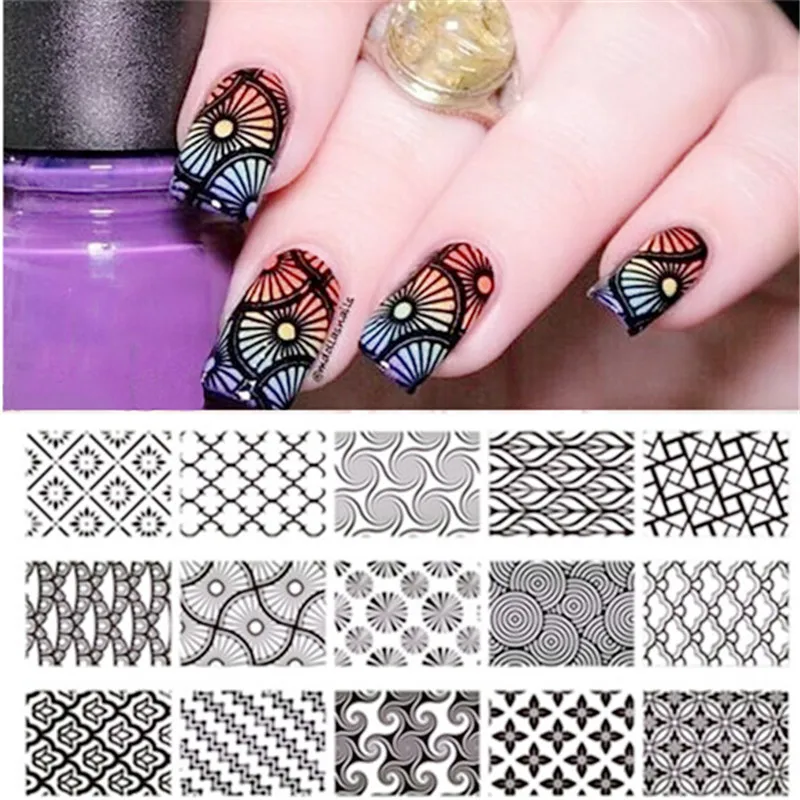 Born Pretty Nail Stamping Template Large Designs Rectangle Print Image ...