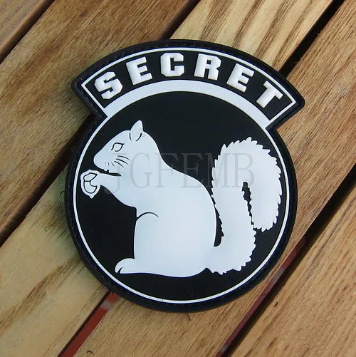Black Top Secret Squirrel Military Tactical Morale 3D PVC Patch Badges PB404|badge press|badge ...