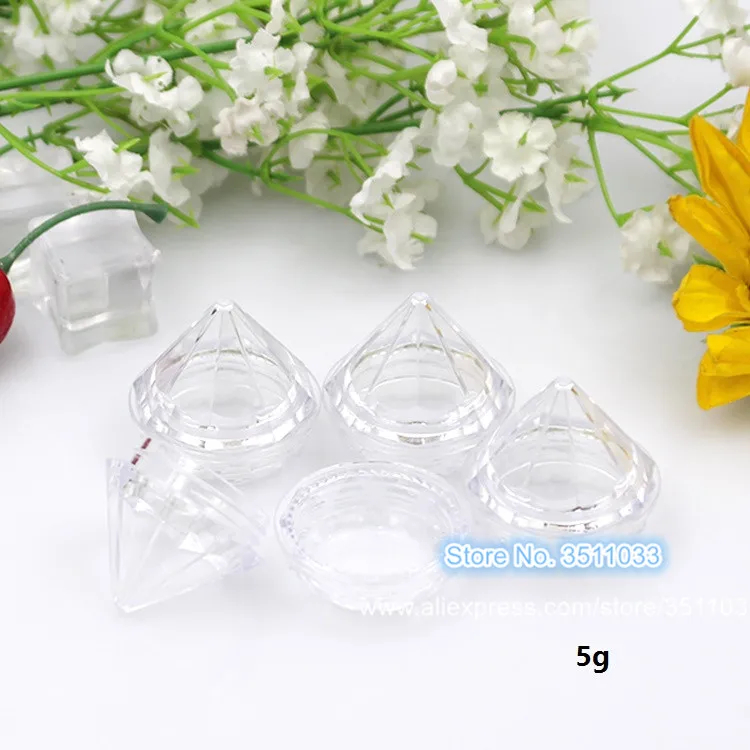 50pcs 100pcs 5g Transparent Plastic Diamond Shape Cream Jar Clear ...