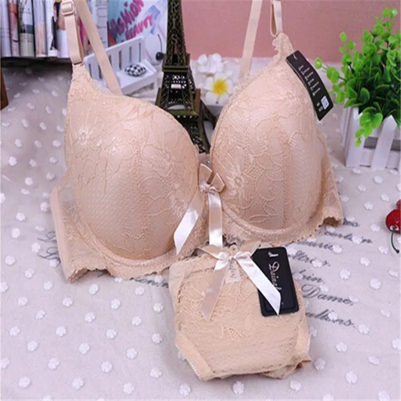 Sexy Push Up Bra Set Fashion Lace Bow Decorative Print Underwear Women ...