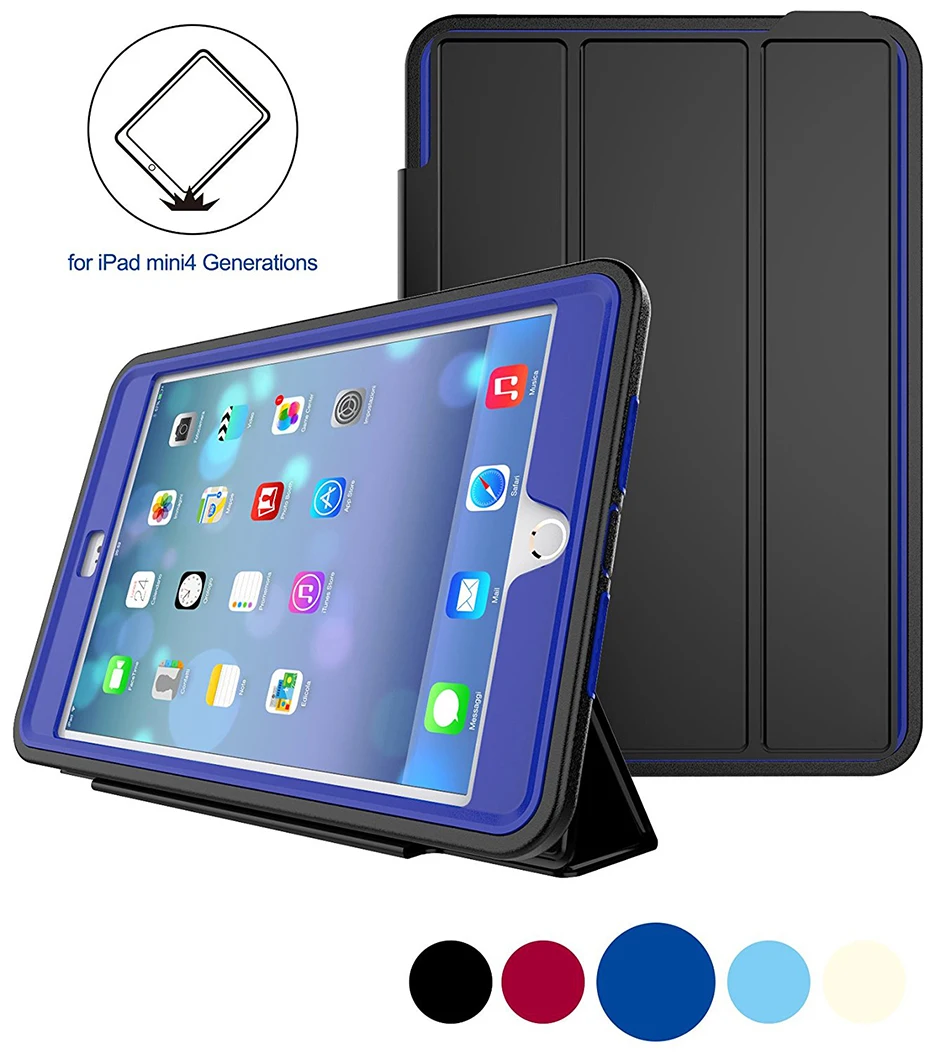 Leather Stand Case for Apple iPad Mini 4 Mini4 Smart Cover Case With ...