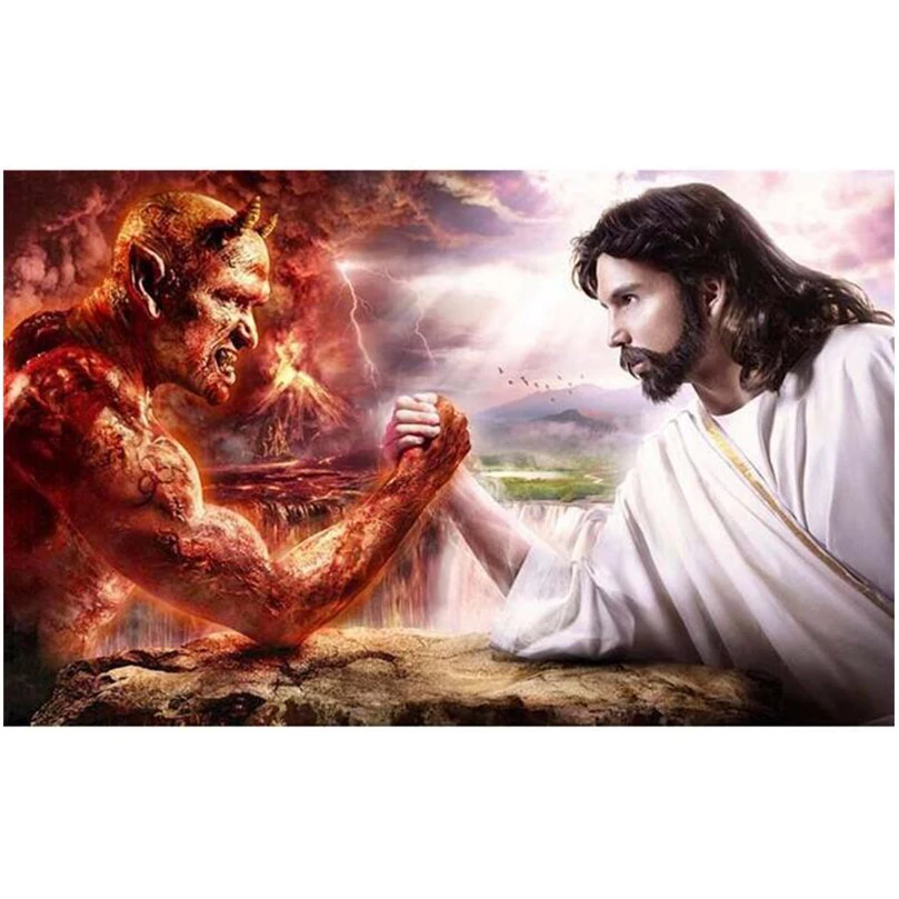 Jesus VS demon New 5D DIY Diamond Painting Embroidery Full Square ...