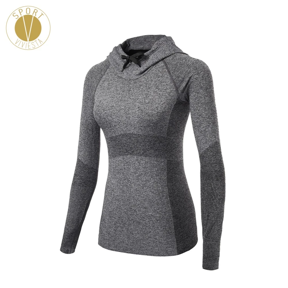 Slim Fit Long Sleeve Sports Hoodie - Women's Running Training Active ...
