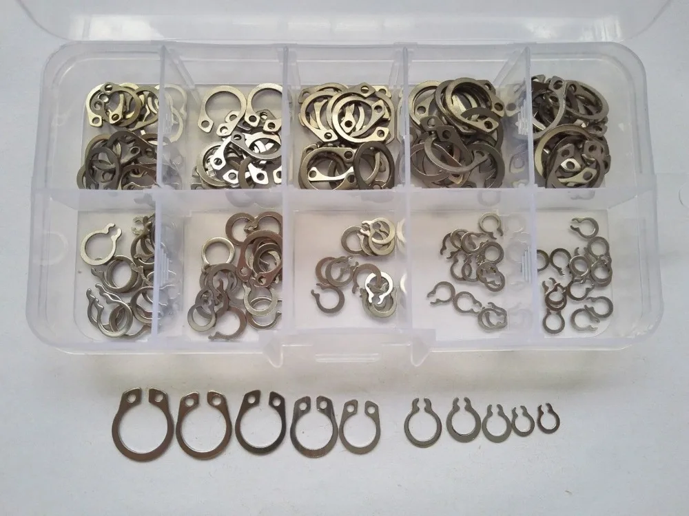 150pcs #3 - #12 304 Stainless Steel Hole Spring Collar C-type Retainer ...