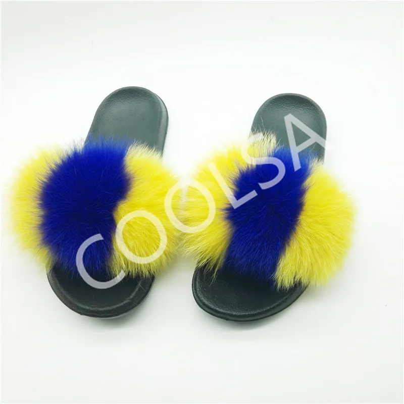 COOLSA chanclas peludas de invierno para mujer, zapatos de felpa ...