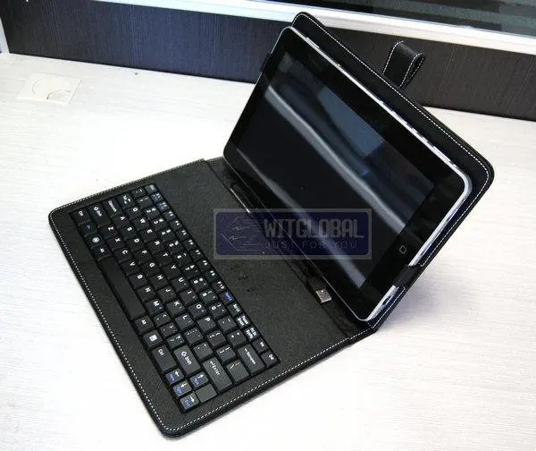 Black /White Leather Skin Case Cover and USB Keyboard For 10.1" Coby ...