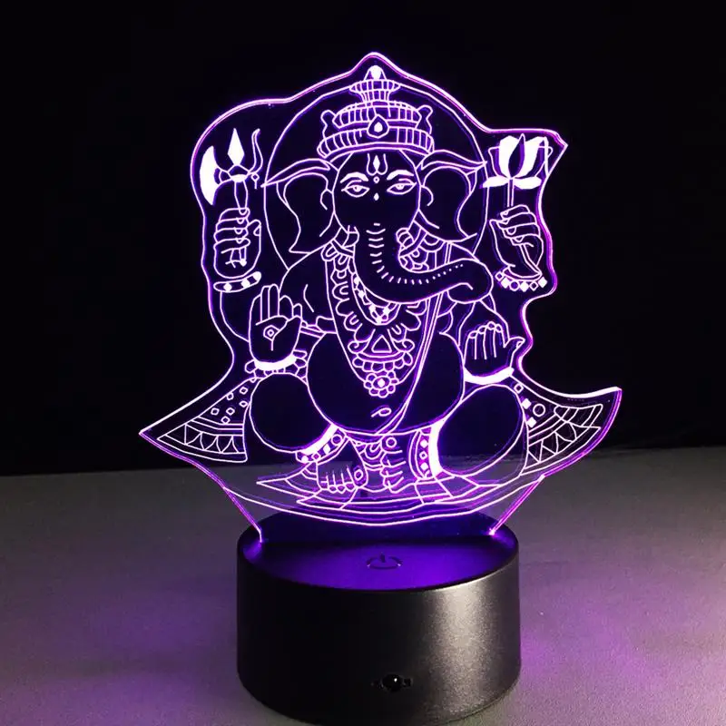 God of Wealth 3D LED Night Lamp Visualization Illusion 7 Color Change ...
