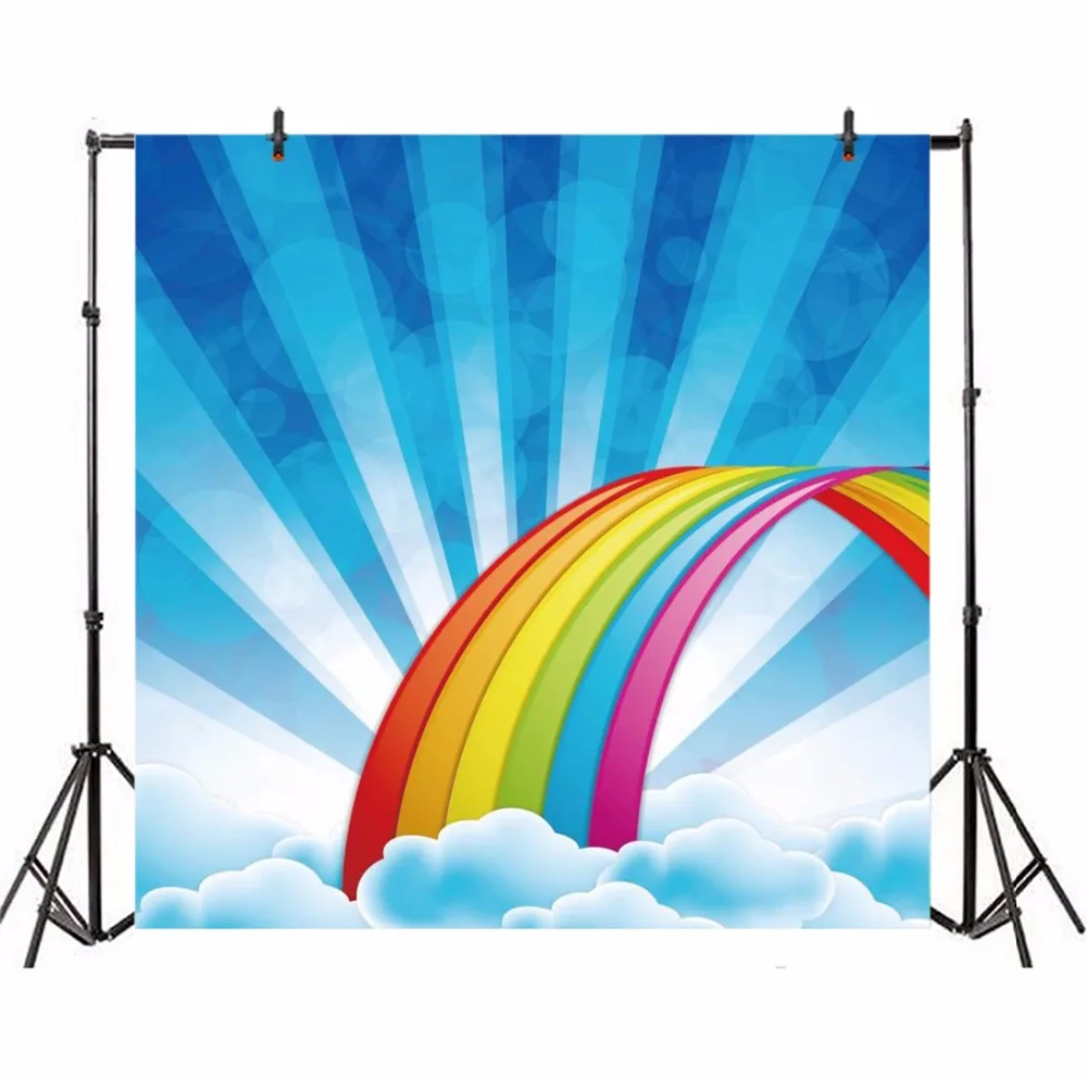 Laeacco Rainbow Backdrops Colorful Kid Stripes Birthday Party Children ...