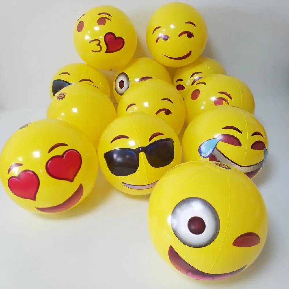 12 Inch Inflatable Beach Ball Smiley Face Expression Inflatable Emoji ...