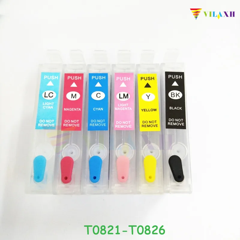 Vilaxh T0821 T0821N T0826 cartucho de Tinta Recarregáveis Para Epson ...