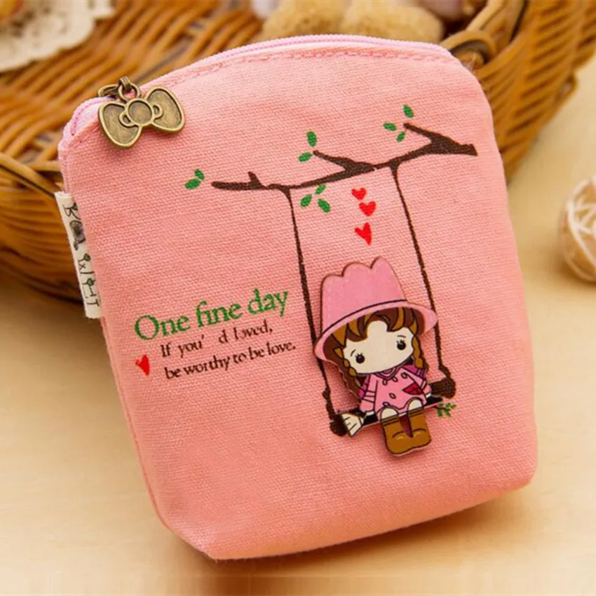 M088 Cute Women Purses Cartoon The Little Girl On The Swing Quality ...