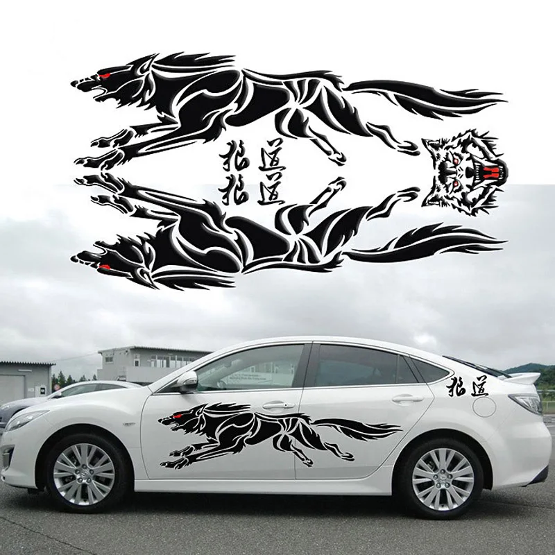 1Pair Car Styling Wolf Totem Stickers Vinyl Decal Scratch Cover For ...