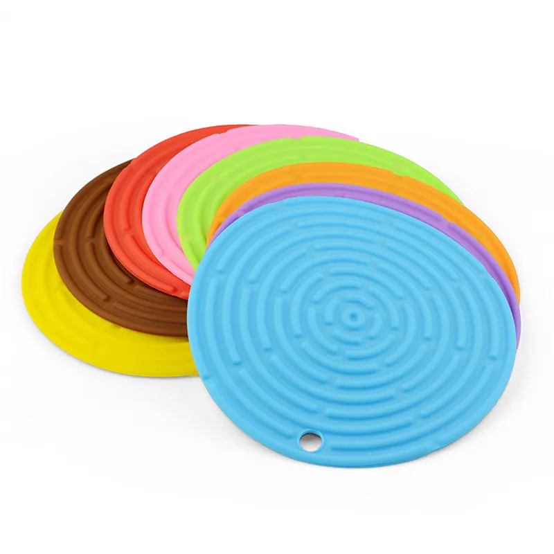 18cm Round Heat Resistant Silicone Mat Drink Cup Coasters Non slip Pot ...