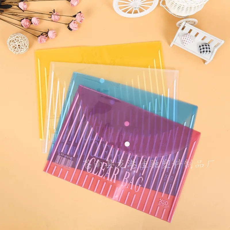 Brief Style Color Transparent A4 Push Button File Document Bag File ...