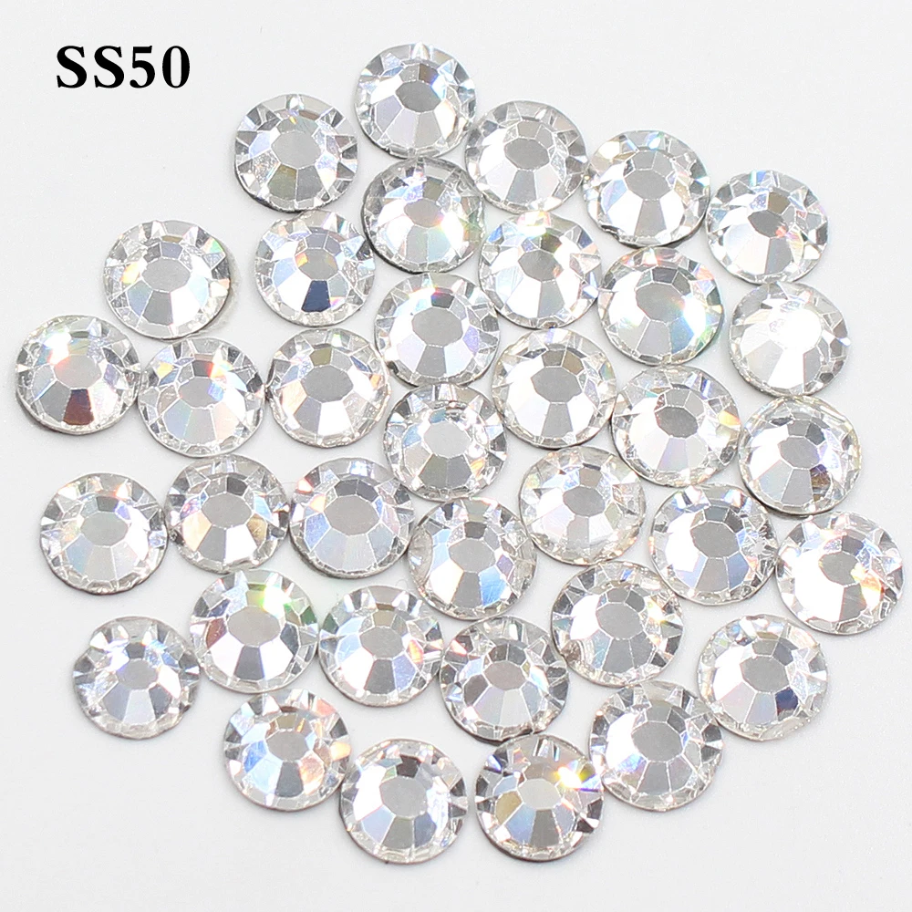 Strass de tamanho grande com traseira plana, 144 peças, cristais ...