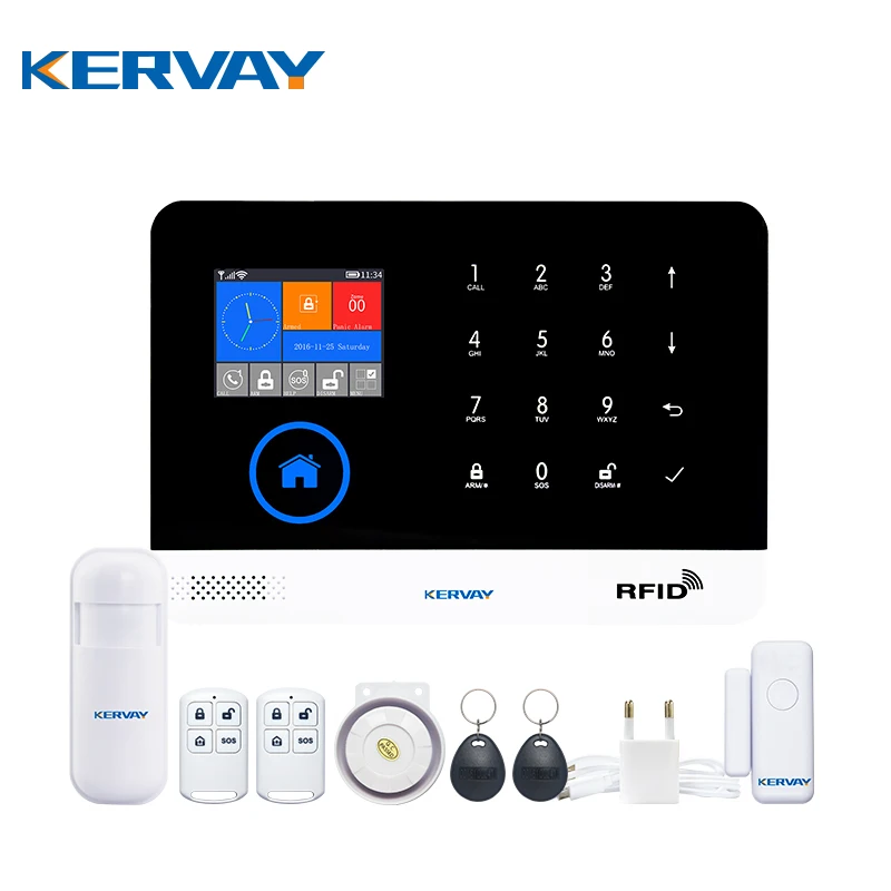 Kervay 3G WIFI RFID GSM Home Security Alarm System With EN RU ES PL DE ...