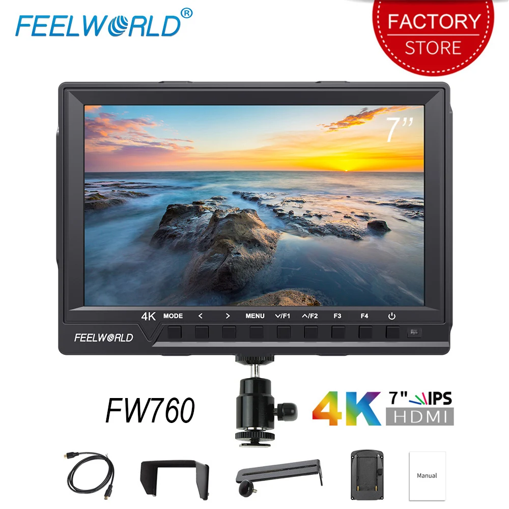 FEELWORLD FW760 7 Inch Camera Field Monitor 4K HDMI DSLR Video assist ...