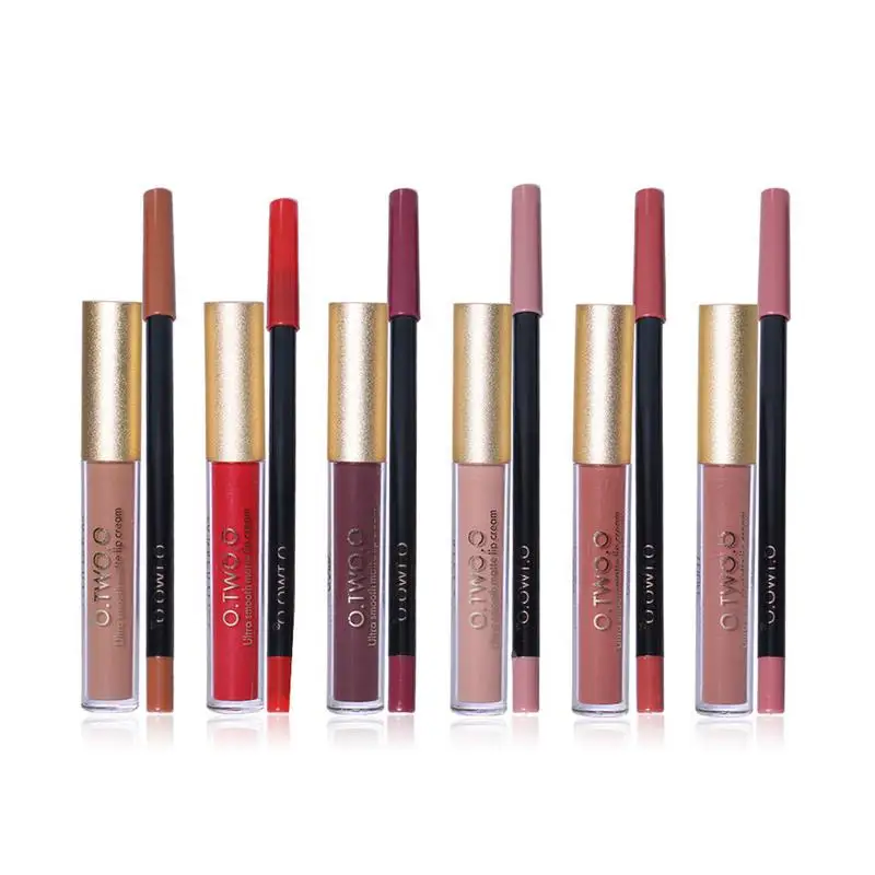 O Two O 2 In 1 Matte Lip Liner Liquid Lipgloss Long Lasting Waterproof