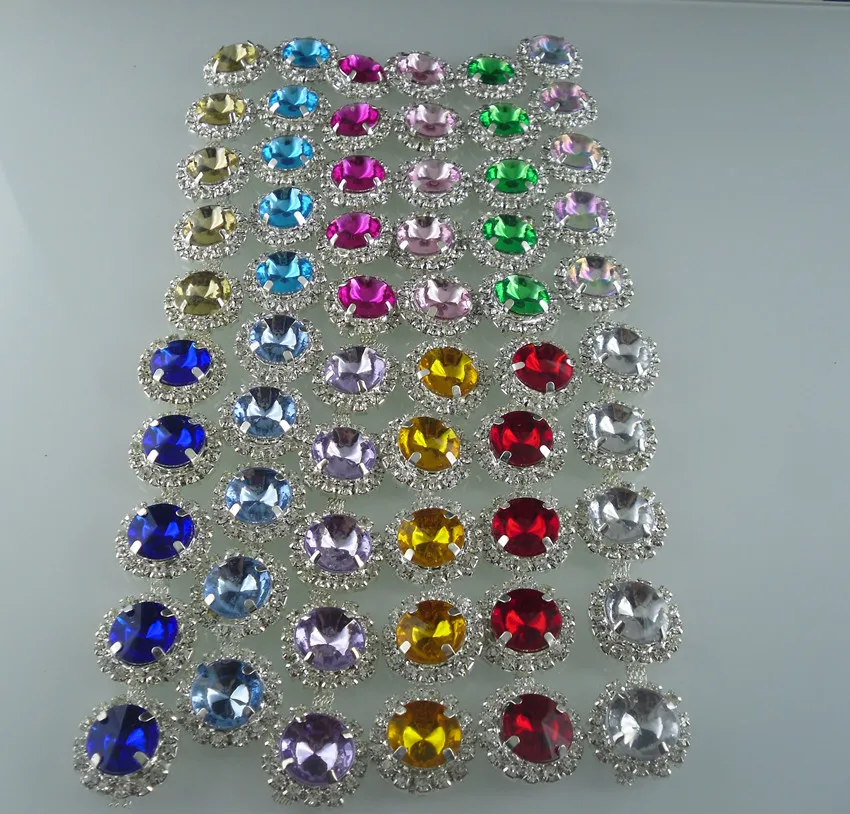 applique resin crystal 14mm round glass rhinestones silver cup claw ...