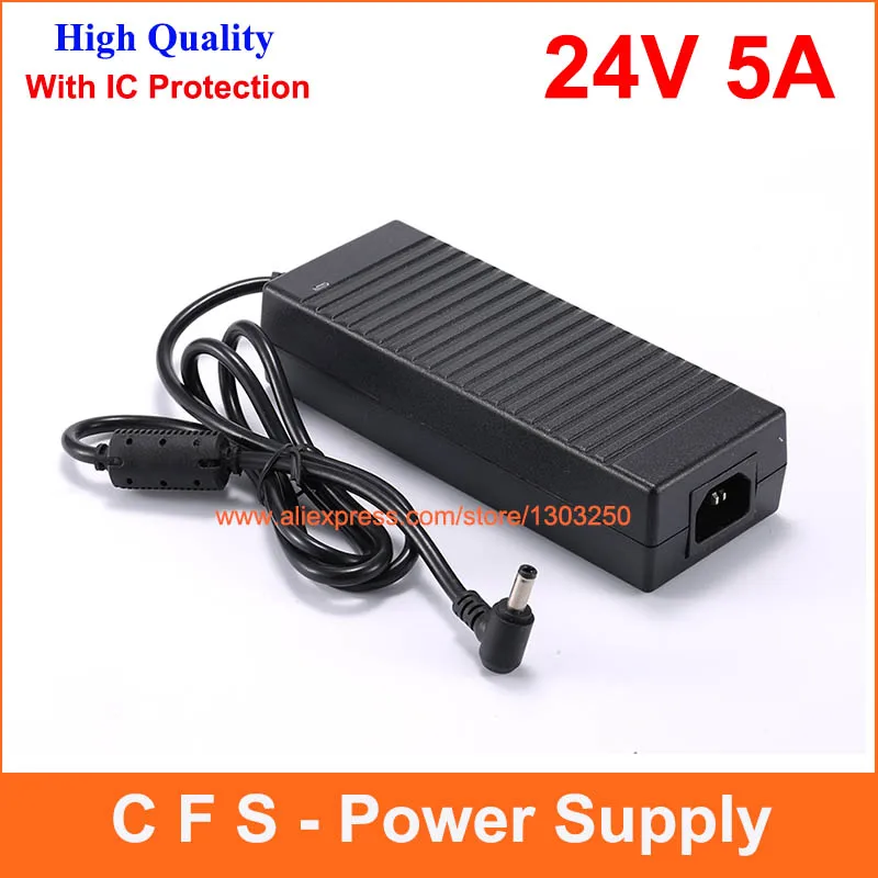 AC DC 24V 5A 120W Power Supply Adapter For 5.5*2.1mm LED Strip Security ...