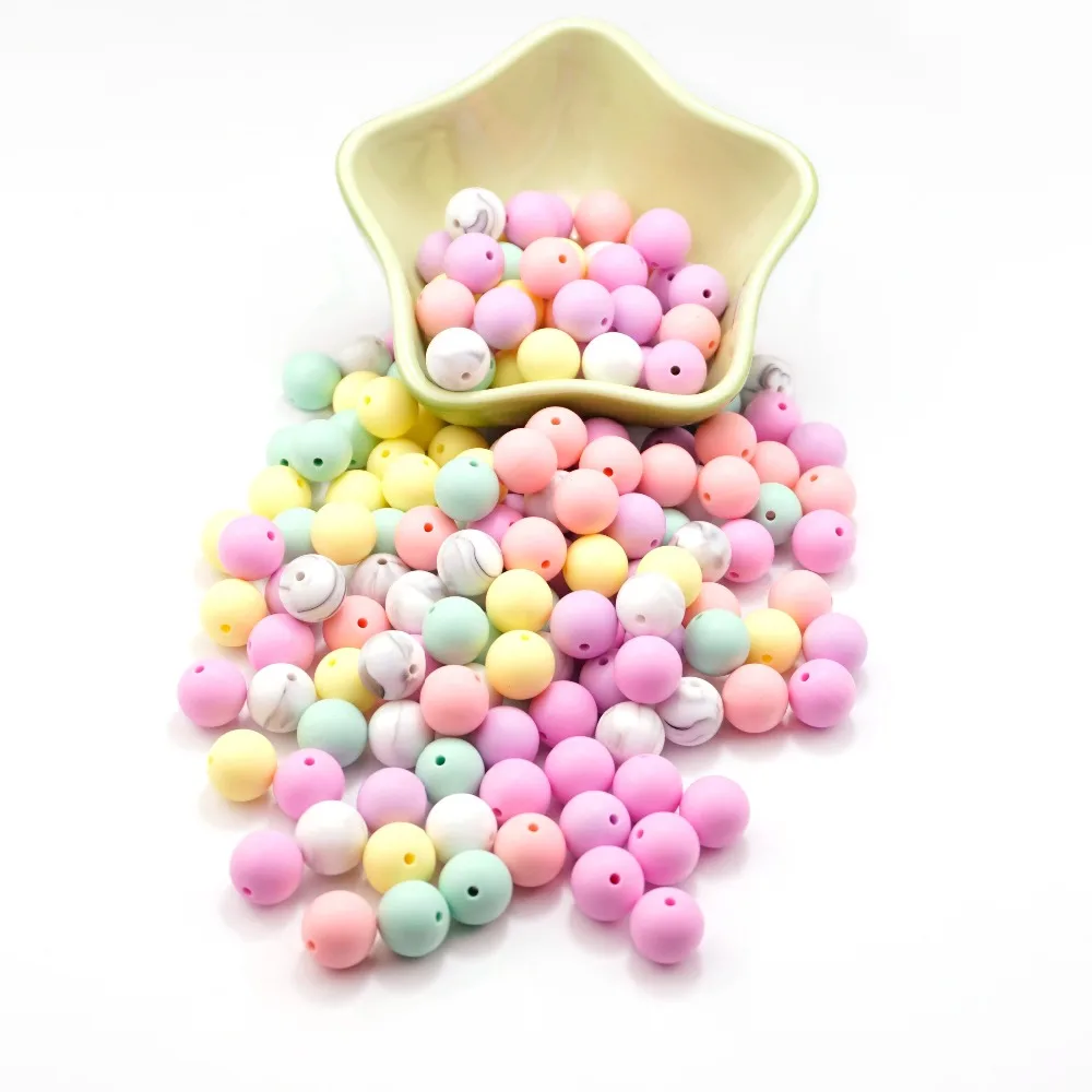 SUTOYUEN 100pc Silicone Baby Teething Teether Beads 9 15mm Safe Food ...